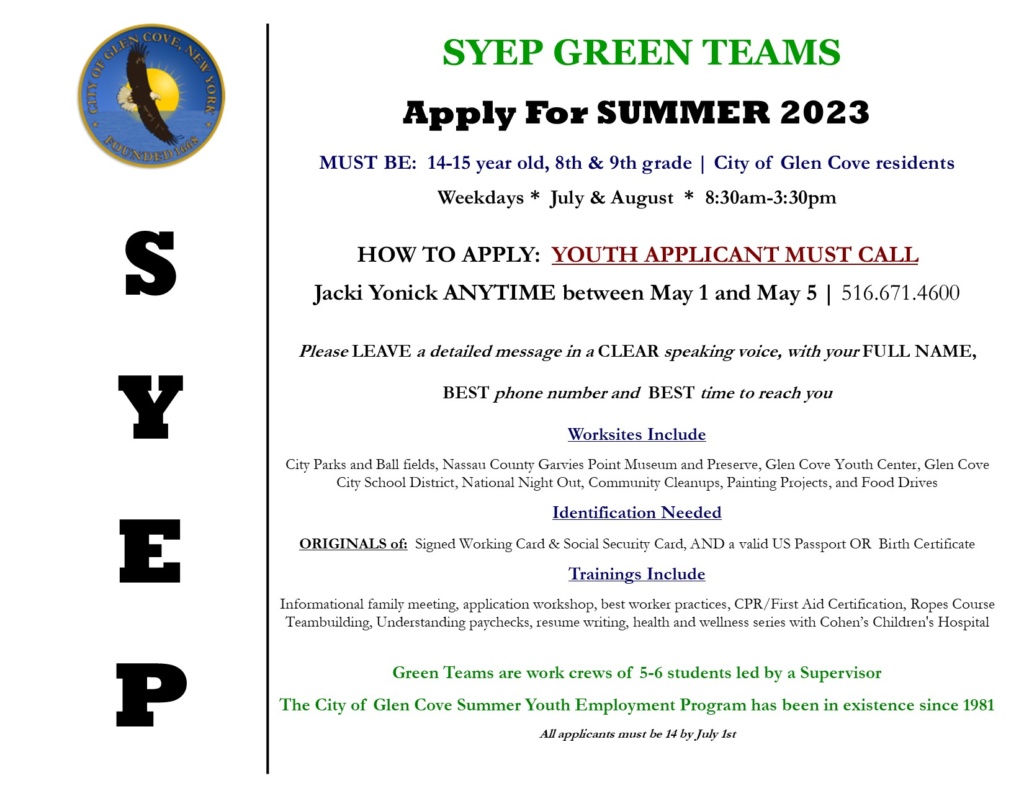 SYEP Green Teams – Friends of the Glen Cove Youth Board
